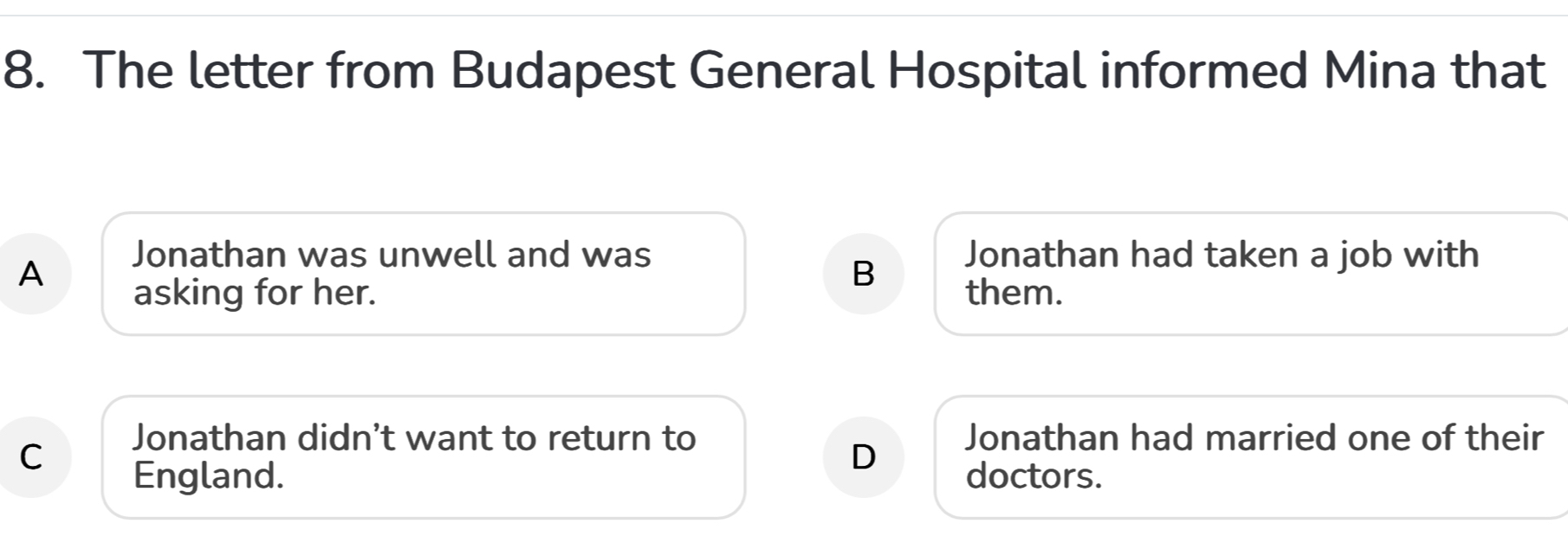 Solved: The letter from Budapest General Hospital informed Mina that A ...