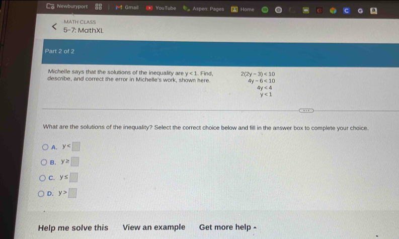 Solved: Newburyport Gmail YouTube Aspen: Pages Home MATH CLASS 5-7 ...