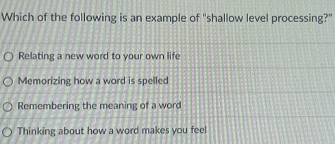 Solved: Which of the following is an example of "shallow level ...