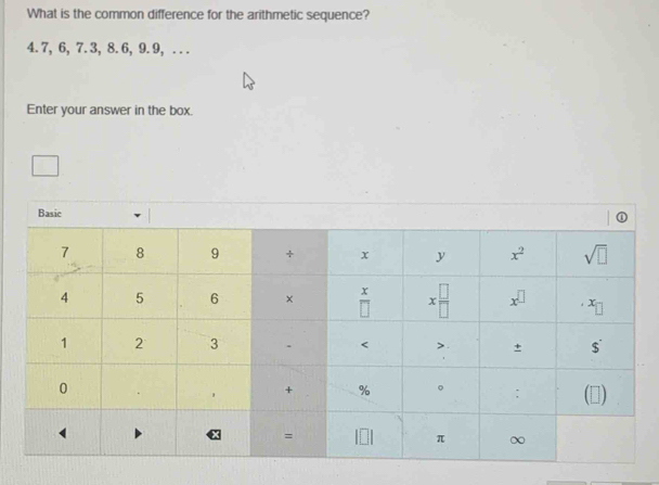 Solved: What is the common difference for the arithmetic sequence? 4.7 ...