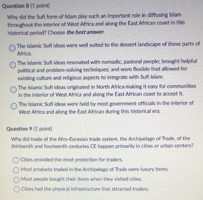 Solved: Why did the Sufi form of Islam play such an important role in ...