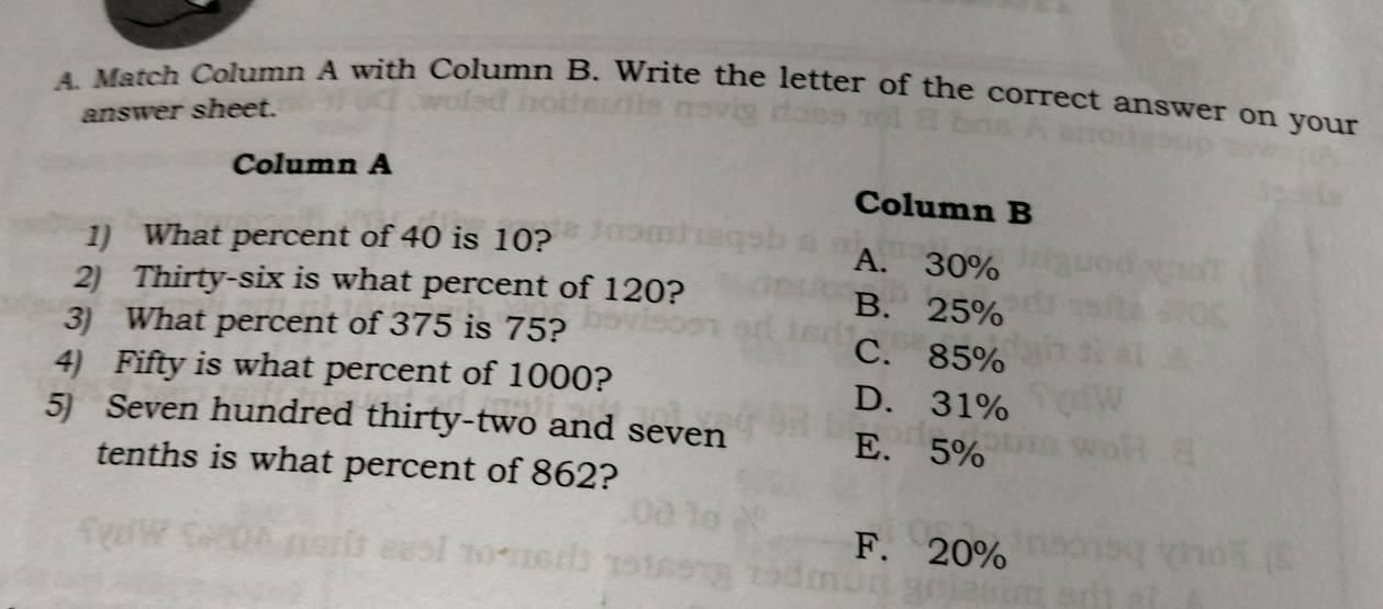 Solved: Match Column A with Column B. Write the letter of the correct ...