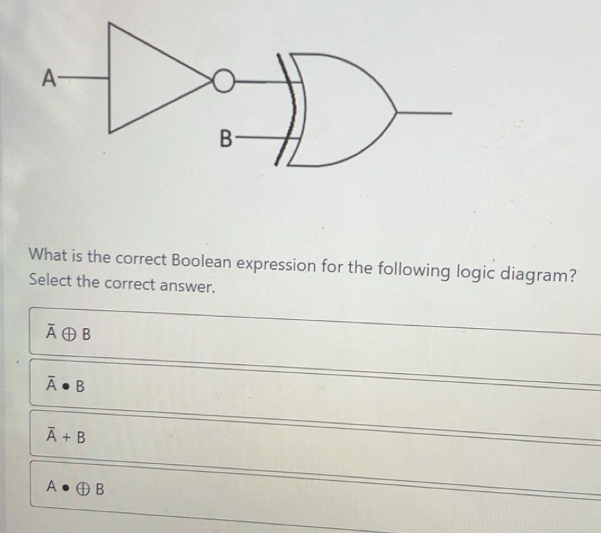 Résolu :What is the correct Boolean expression for the following logic diagram? Select the correct