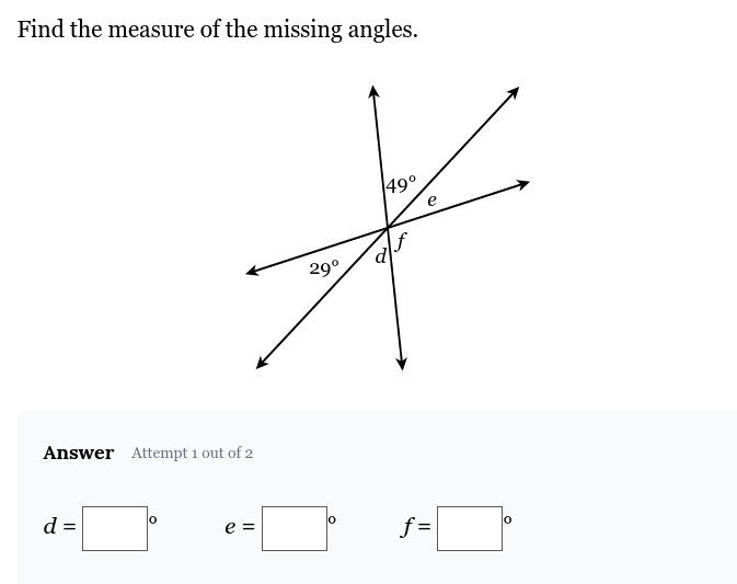 Solved: Find the measure of the missing angles. Answer Attempt 1 out of ...