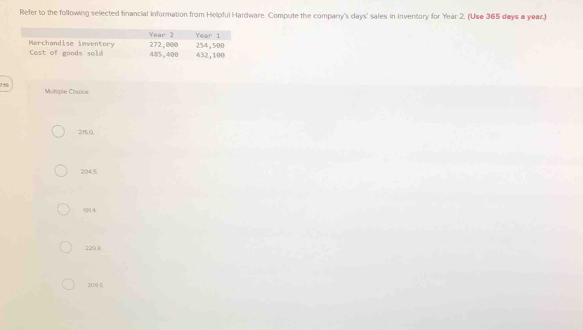 Solved: Refer to the following selected financial information from ...