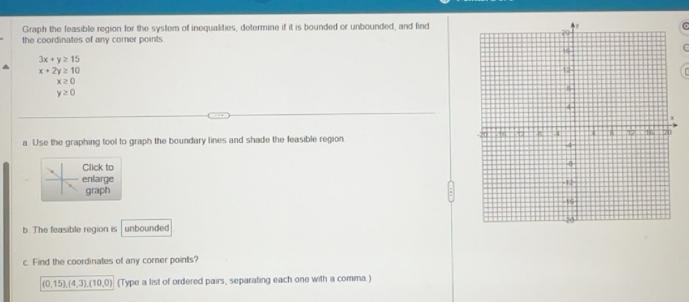 Solved: Graph the feasible region for the system of inequalities ...