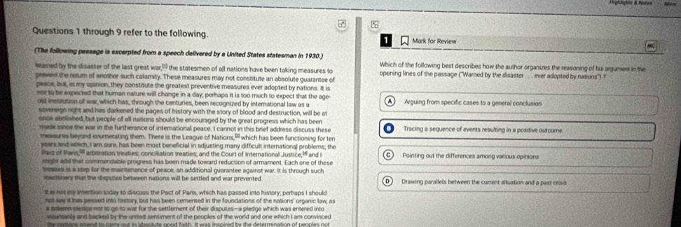 Solved: through 9 refer to the following. Mark for Review 08 1 (The ...