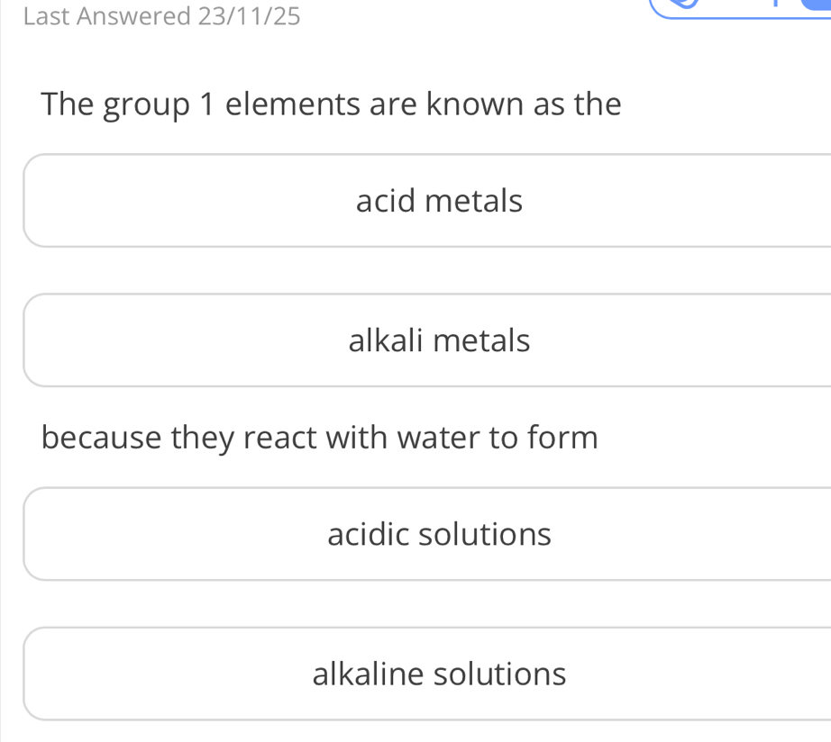 Solved: Last Answered 23/11/25 The group 1 elements are known as the ...