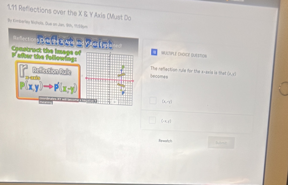 Solved: 1.11 Reflections over the X & Y Axis (Must Do By Kimberley ...
