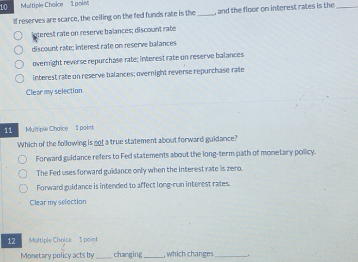 Solved: If reserves are scarce, the ceiling on the fed funds rate is ...