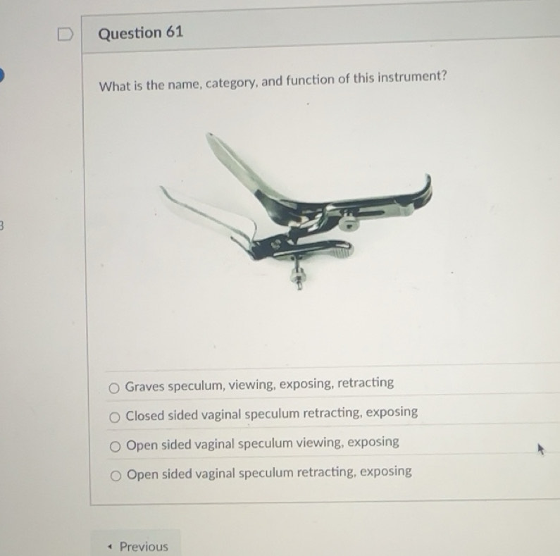 Solved: What is the name, category, and function of this instrument ...