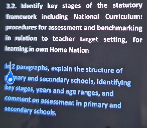 Solved: Identify key stages of the statutory framework including ...