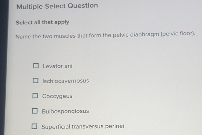 Solved: Multiple Select Question Select all that apply Name the two ...