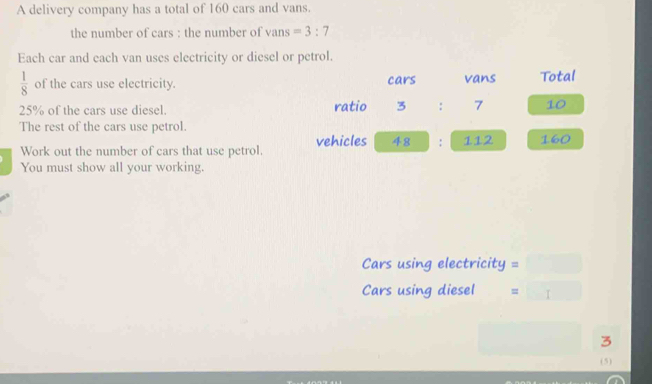 Solved: A delivery company has a total of 160 cars and vans. the number ...