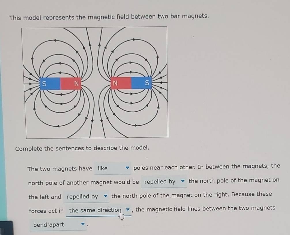 Solved: This model represents the magnetic field between two bar ...