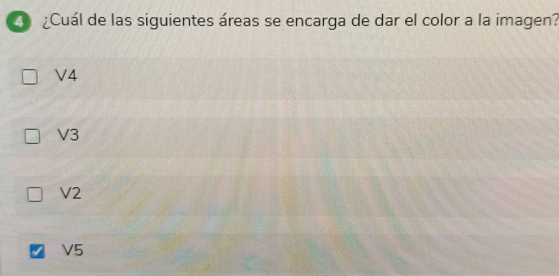 Resuelto:¿Cuál de las siguientes áreas se encarga de dar el color a la ...