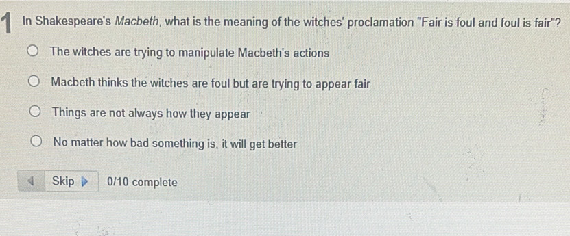 Solved: In Shakespeare's Macbeth, what is the meaning of the witches ...
