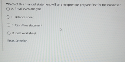 Solved: Which of this financial statement will an entrepreneur prepare ...