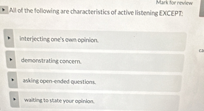 Solved: Mark for review All of the following are characteristics of ...