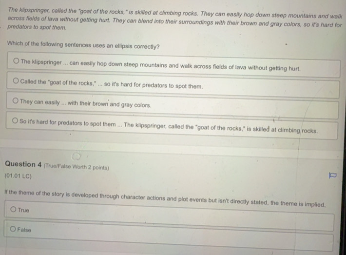 Solved: The klipspringer, called the "goat of the rocks," is skilled at ...