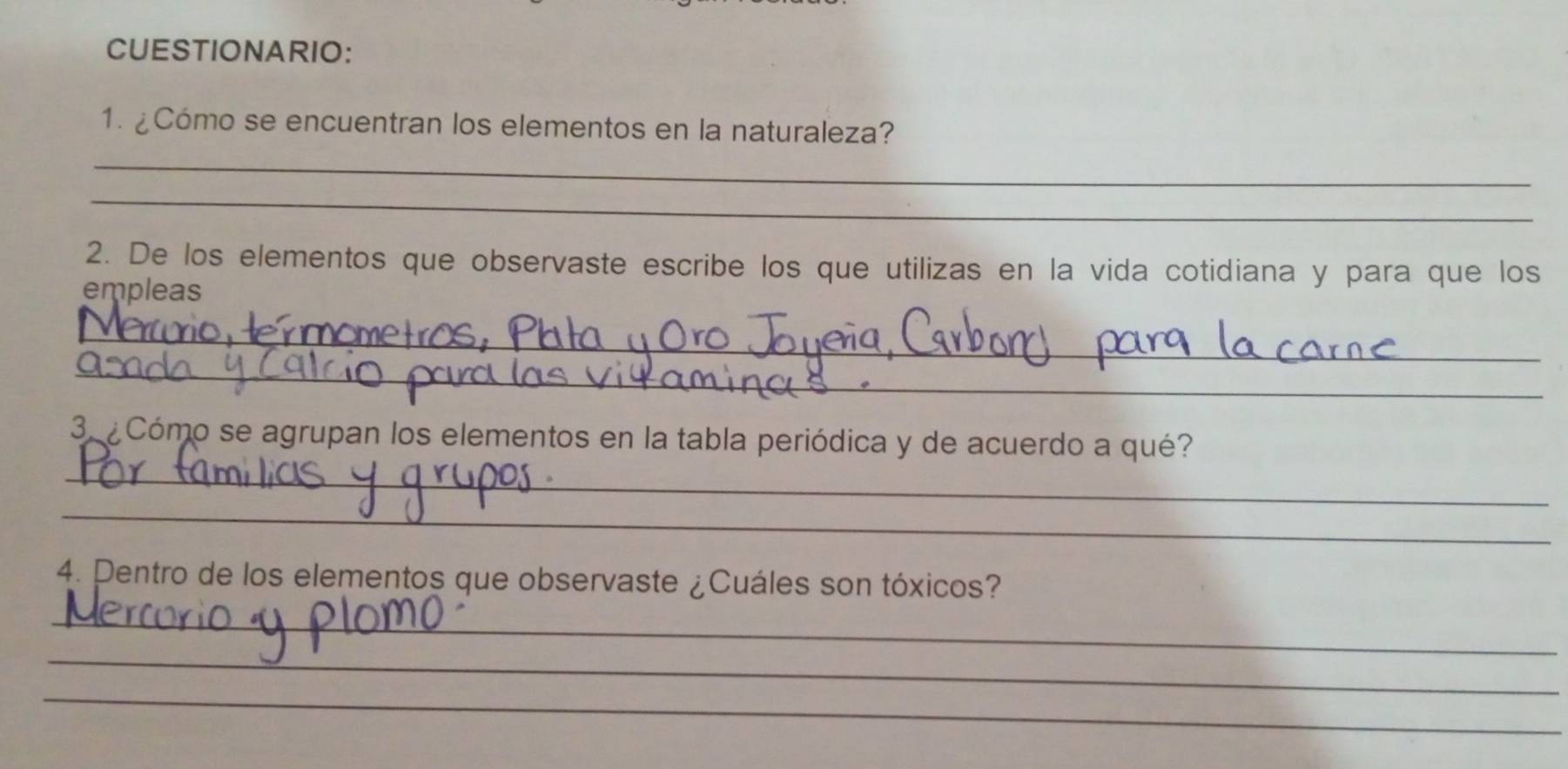 Resuelto:CUESTIONARIO: _ 1. ¿Cómo se encuentran los elementos en la ...