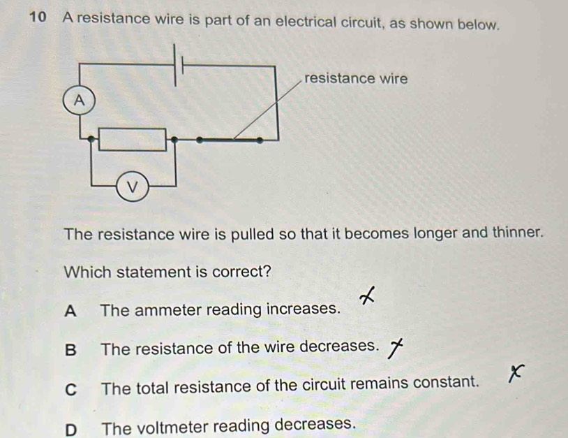 Solved: A resistance wire is part of an electrical circuit, as shown ...