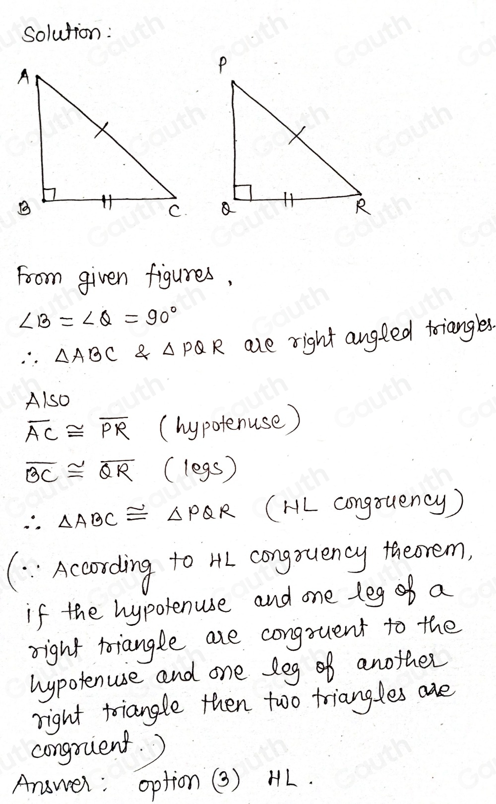 Solved: Choose the congruence theorem that you would use to prove the ...