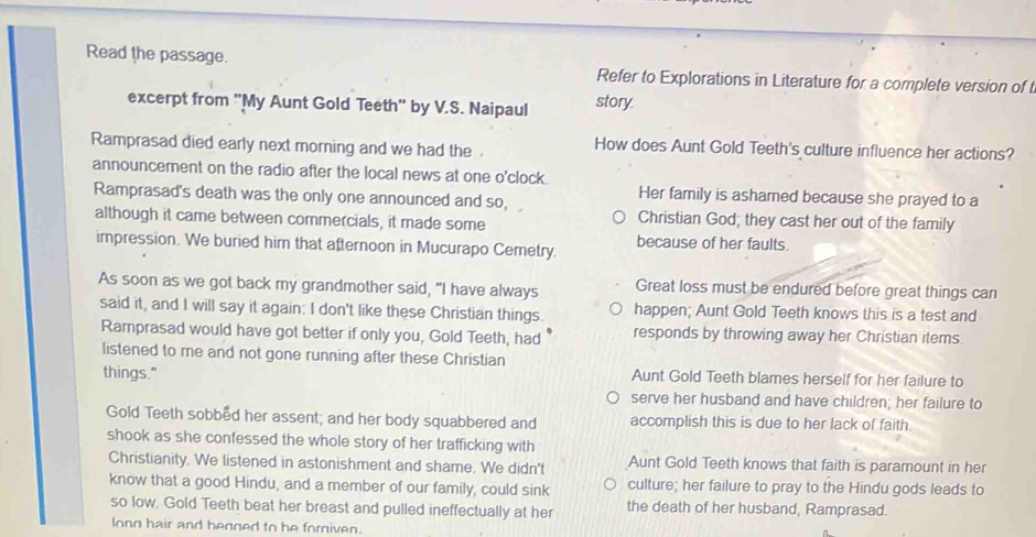 Solved: Read the passage. Refer to Explorations in Literature for a complete version of t ...