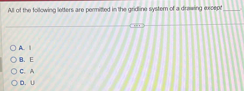 Solved: All of the following letters are permitted in the gridline system of a drawing except ...