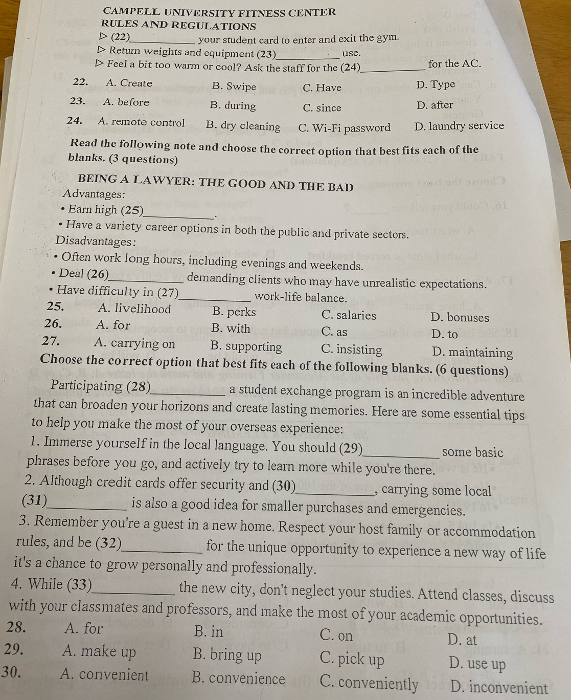 Giải quyết:CAMPELL UNIVERSITY FITNSS CENTER RULES AND REGULATIONS D>(22 ...