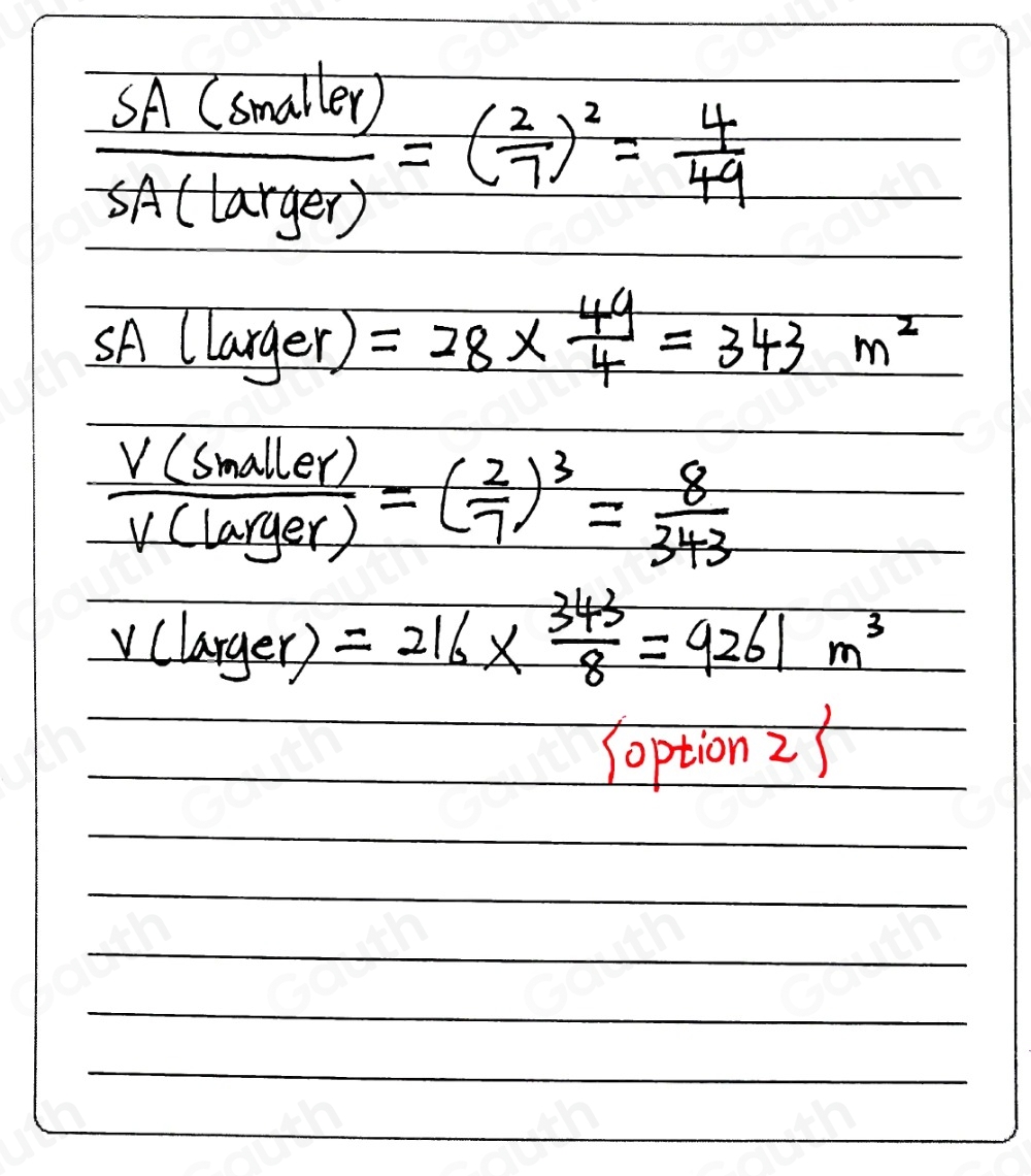 Solved: The scale factor between two solids is given. The surface area ...