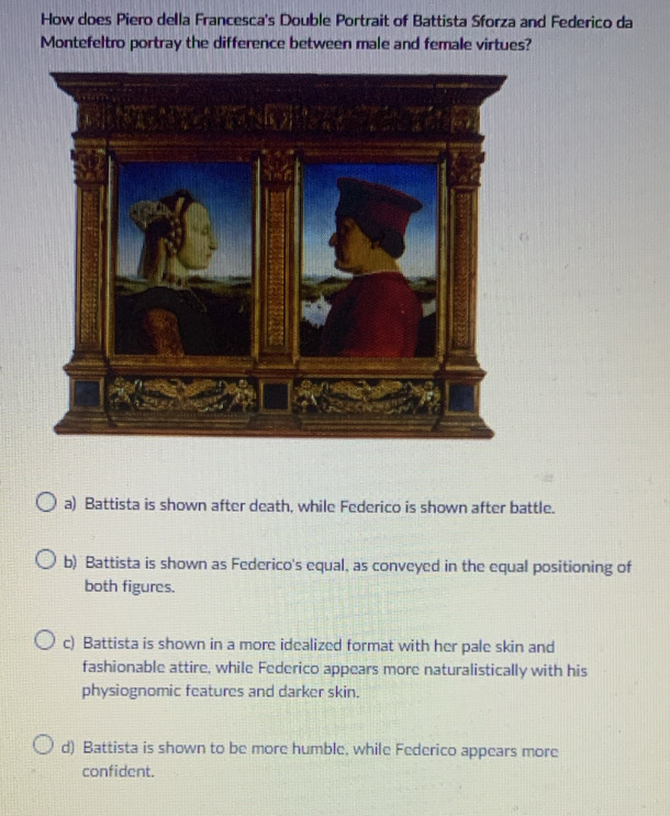 Solved: How does Piero della Francesca's Double Portrait of Battista ...