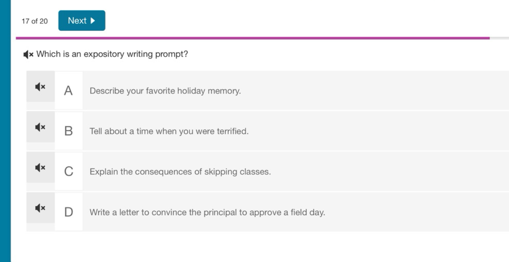Solved: of 20 Next Which is an expository writing prompt? A Describe ...