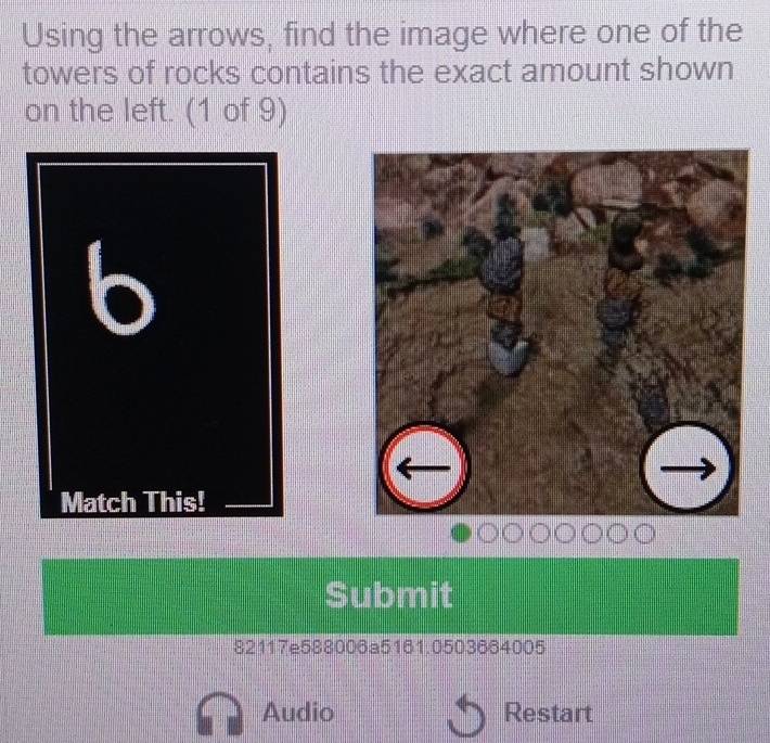 Solved: Using the arrows, find the image where one of the towers of rocks contains the exact ...