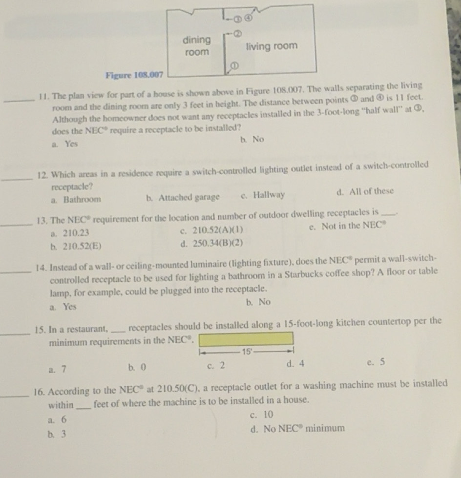 Solved: dining living room room Figure 108.007 _11. The plan view for ...