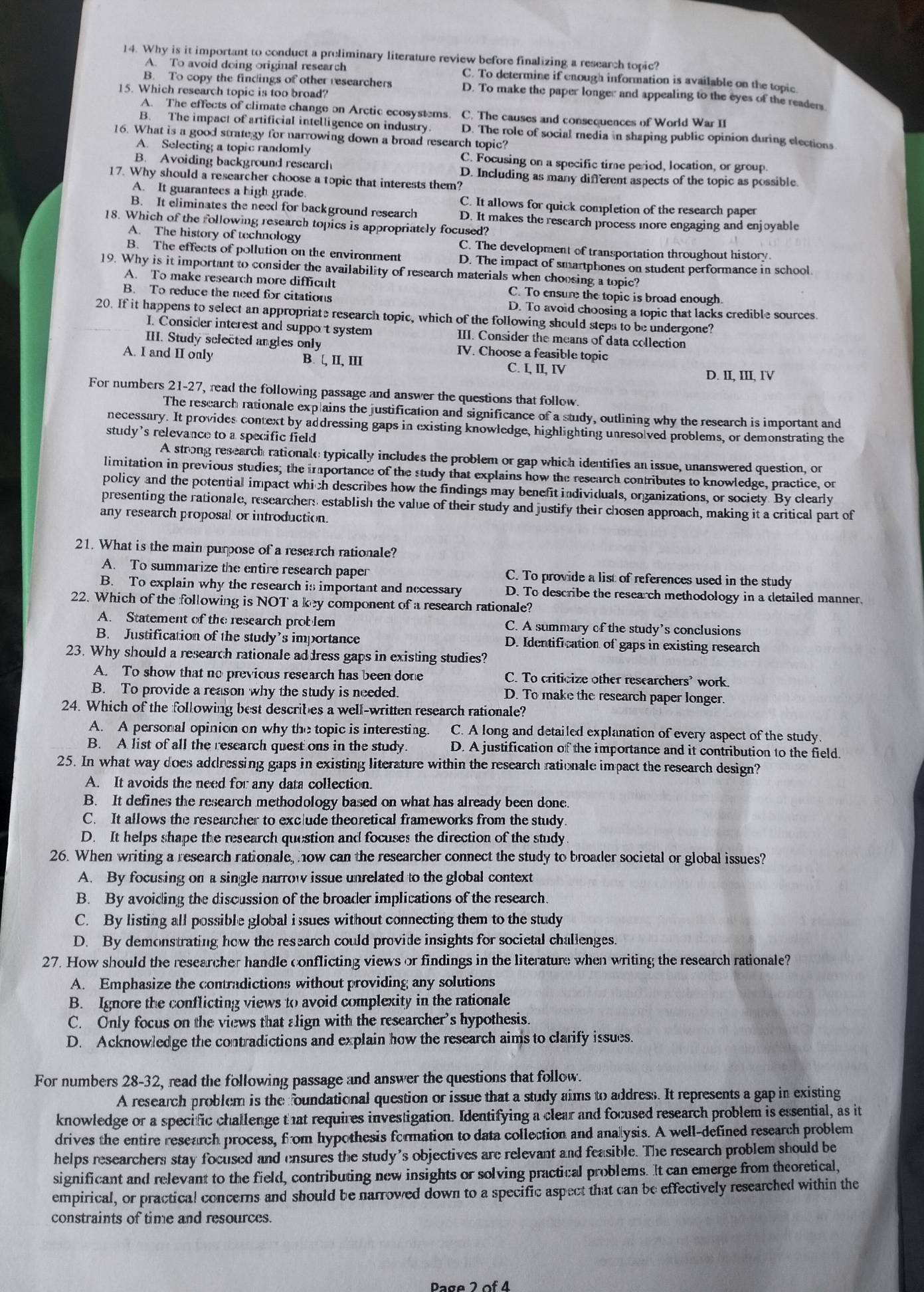 Solved: Why is it important to conduct a proliminary literature review ...