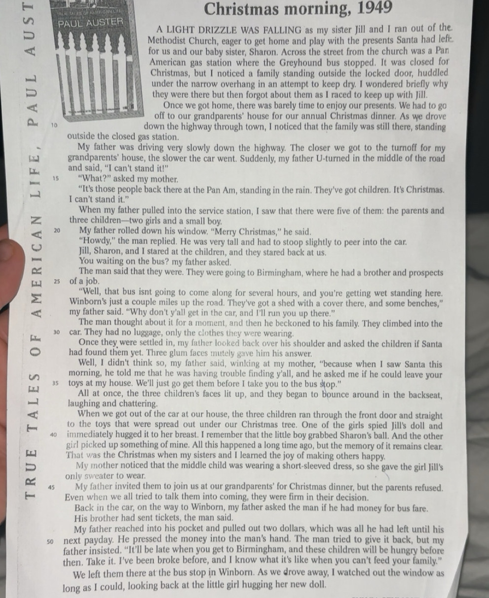 Résolu :Christmas morning, 1949 > PAUL AUSTER A LIGHT DRIZZLE WAS ...