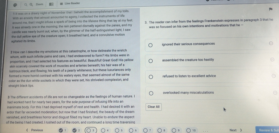 Solved: Zoom Line Reader 1 It was on a dreary night of November that I ...