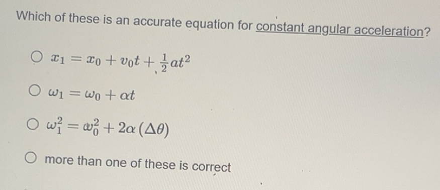 Solved: Which of these is an accurate equation for constant angular ...