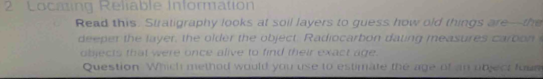 Solved: Locaing Reliable Information Read this. Stratigraphy looks at ...