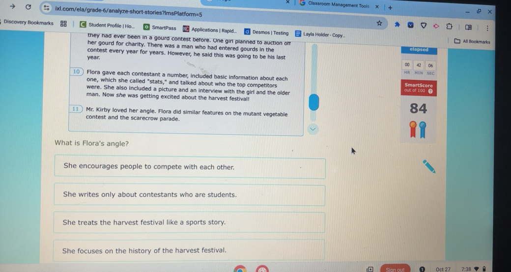 Solved: Classroom Management Tools + ixl.com/ela/grade-6/analyze-short ...