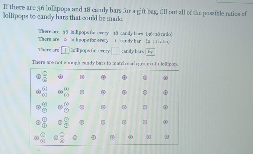 Solved: If there are 36 lollipops and 18 candy bars for a gift bag ...