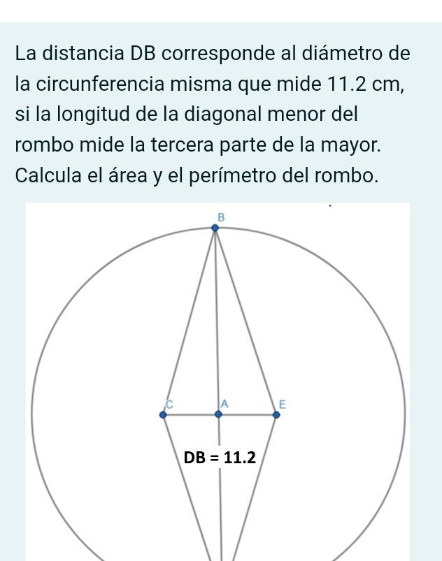 Resuelto:La distancia DB corresponde al diámetro de la circunferencia ...