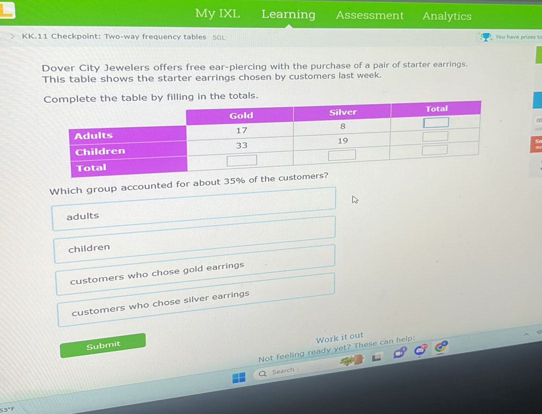Solved: My IXL Learning Assessment Analytics KK.11 Checkpoint: Two-way ...