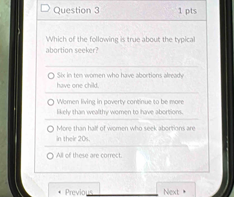 Solved: Which of the following is true about the typical abortion ...