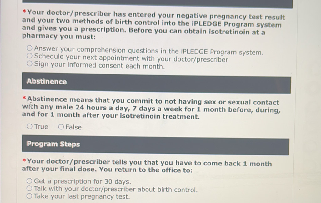 Solved: Your doctor/prescriber has entered your negative pregnancy test ...