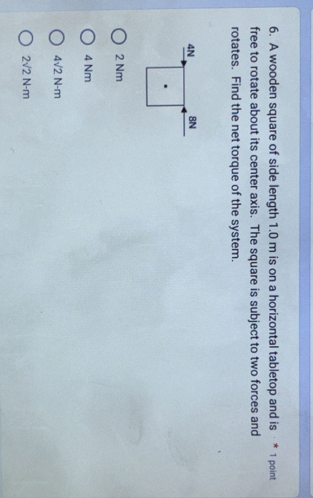 Solved: A wooden square of side length 1.0 m is on a horizontal ...