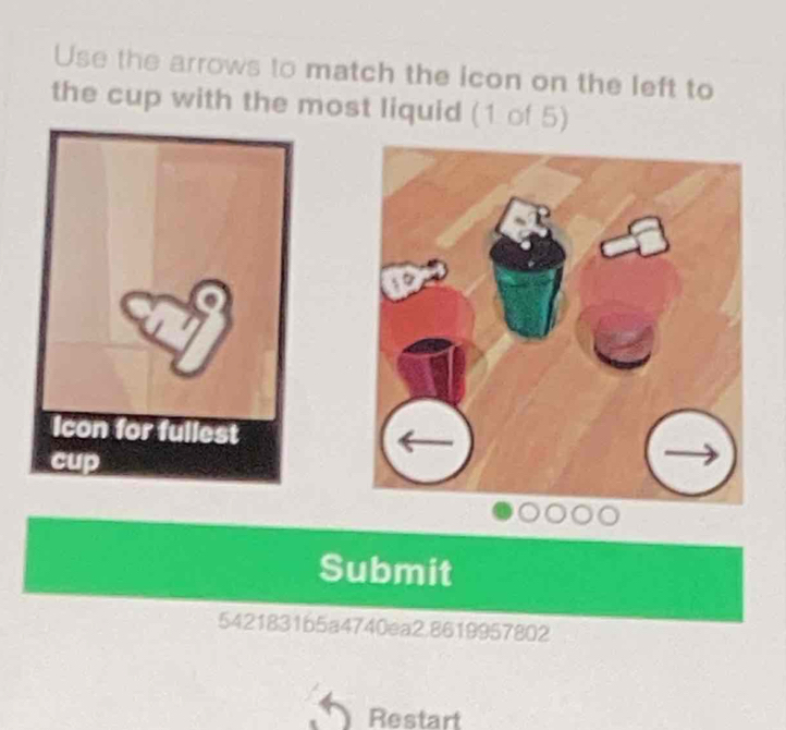 Solved: Use the arrows to match the icon on the left to the cup with ...