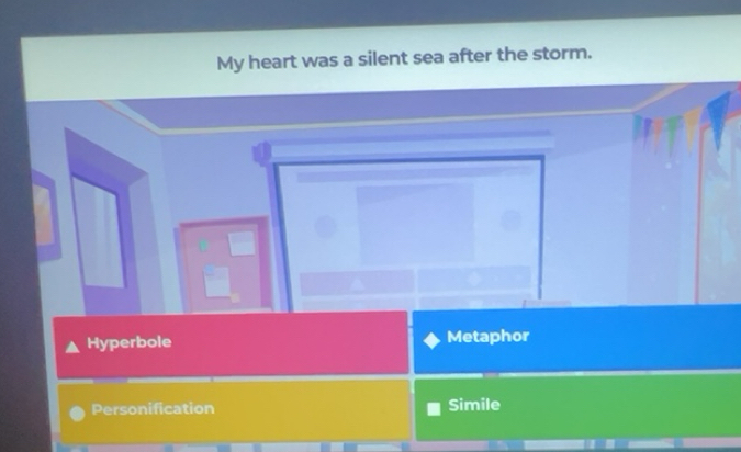 Solved: My heart was a silent sea after the storm. Hyperbole Metaphor ...