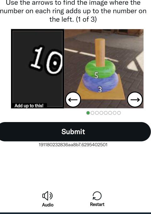 Solved: Use the arrows to find the image where the number on each ring adds up to the number on ...